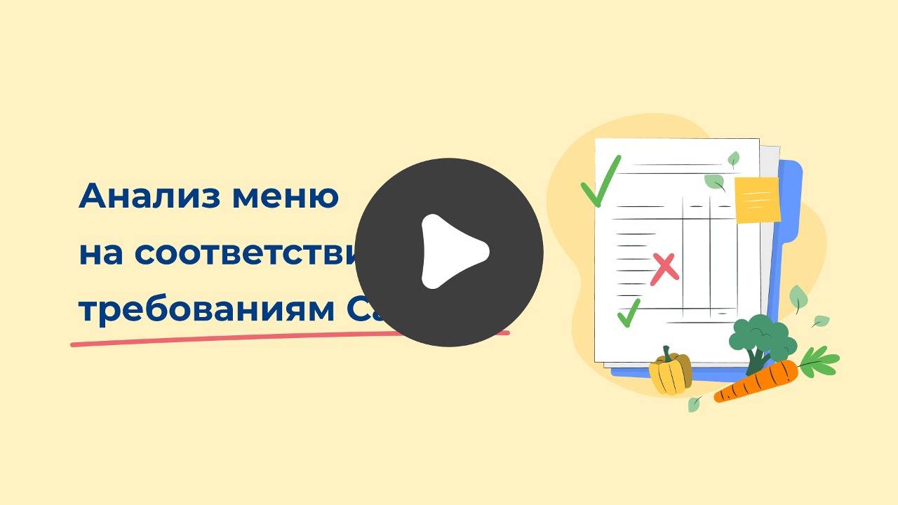 Анализ план-меню на соответствие требованиям СанПиН