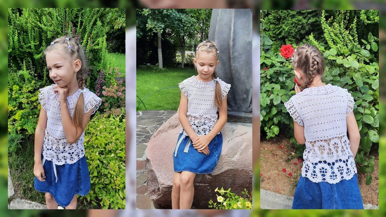 Нарядная блузка для девочки./ Видеообзор + МК ажурного воротничка.