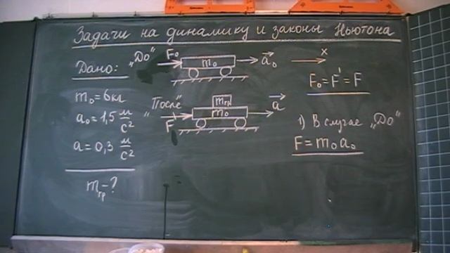 Масса груза на тележке