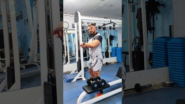 Протяжка гантелей стоя