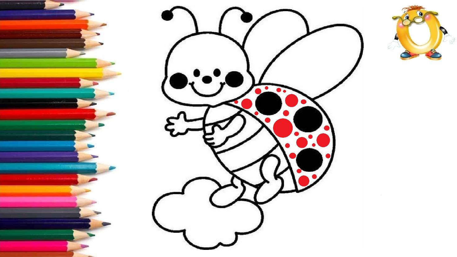 Мультик - раскраска для детей БОЖЬЯ КОРОВКА. Учимся как рисовать НАСЕКОМЫХ // ОБУЧАШКА ТВ