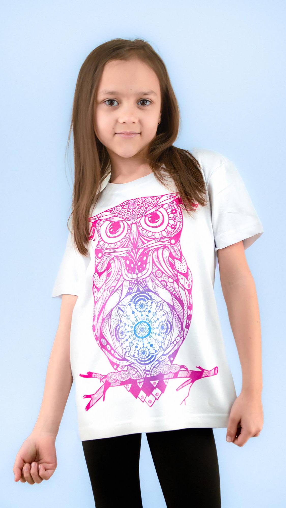 Футболка детская двусторонняя СОВА НА ВЕТКЕ