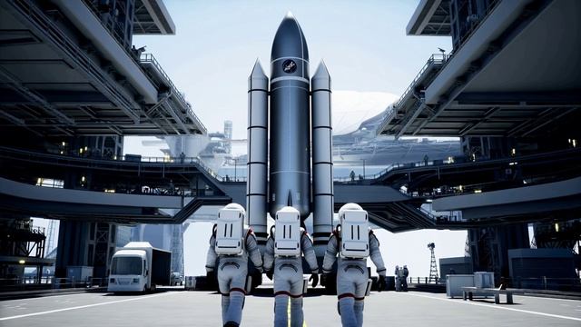 Космонавты на космодроме ФУТАЖ