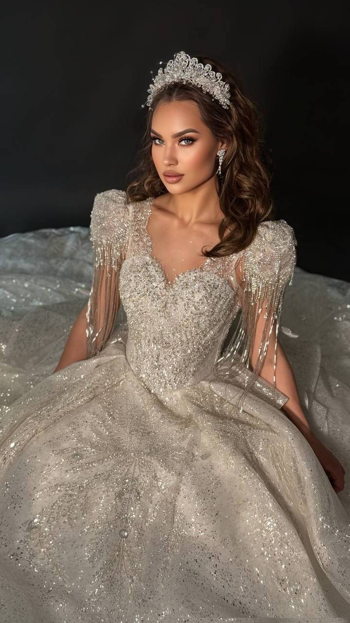 Пышное сверкающее свадебное платье с цирконами Велькора. Арабская коллекция.  #свадебноеплатье