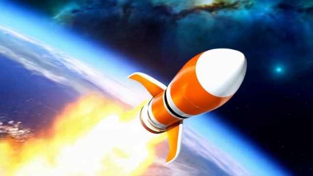 Ракета удаляется от Земли // Футаж