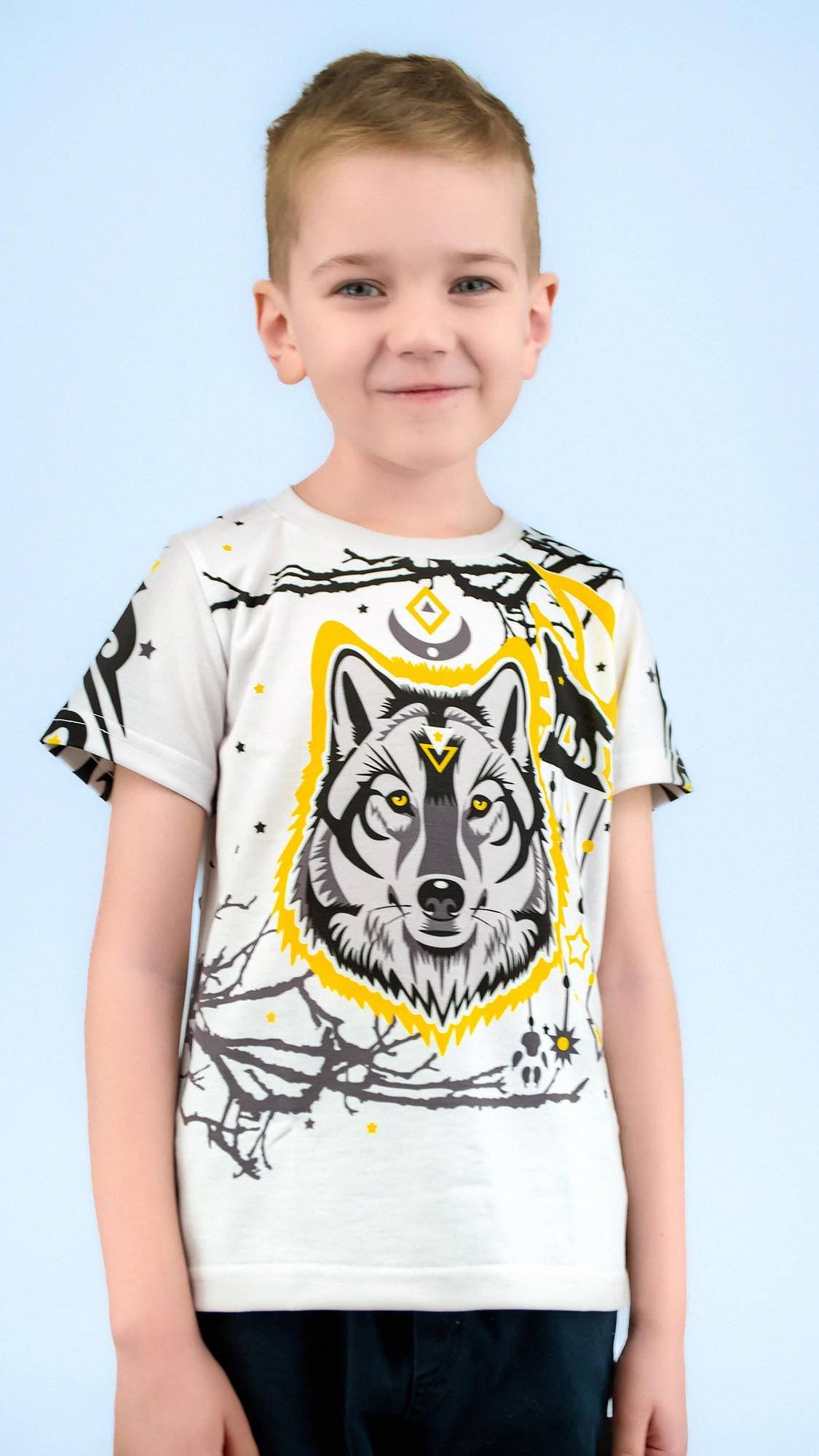 Футболка детская ВОЛК ГЛОБАЛ (белая)