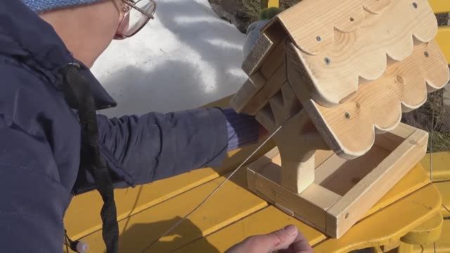 6 соток в конце марта 2021 года. Делаю кормушку.