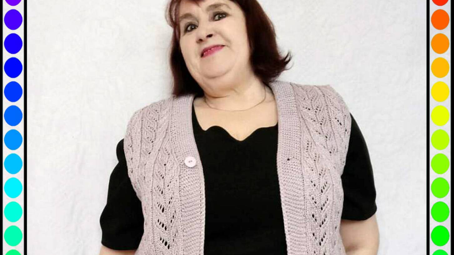 ЖИЛЕТ БОЛЬШОГО РАЗМЕРА. УЗОР ВЕТОЧКИ.