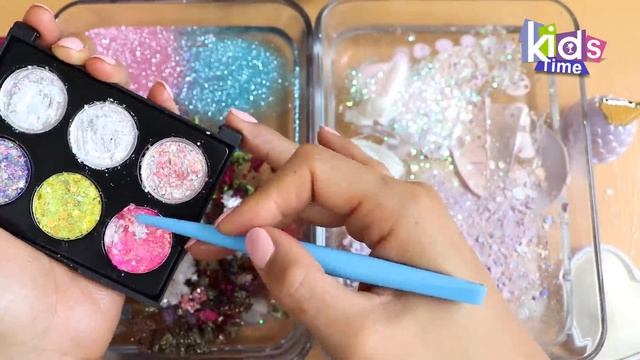 Смешивание теней с блёстками в слайм. ★ASMR★ Видео со слаймом