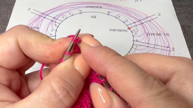 Последняя разворотная петля при переходе на круговое вязание