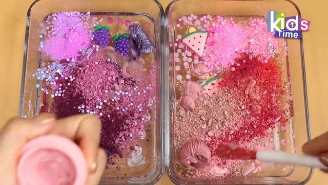 СЛАЙМ ''Виноград и Розовый Арбуз''! Смешиваем тени  и блёстки в слайм!