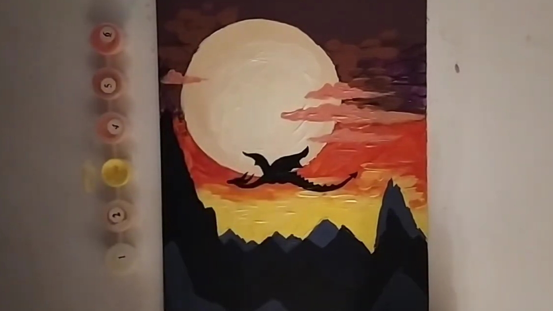 Как нарисовать Летающего Дракона акрилом на холсте