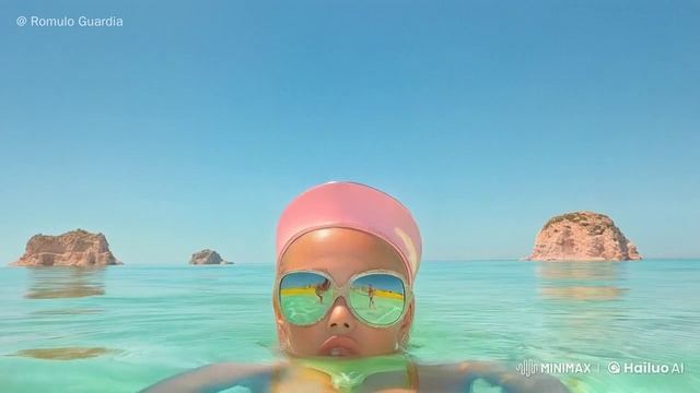В море