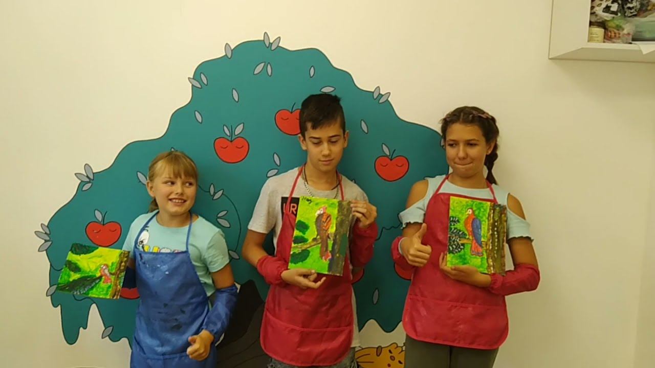 Попугай, акриловая живопись