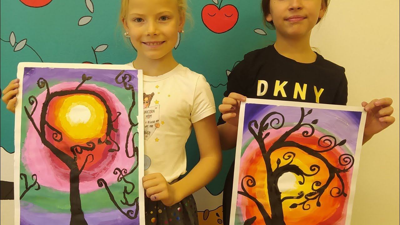 Сказочное дерево гуашью