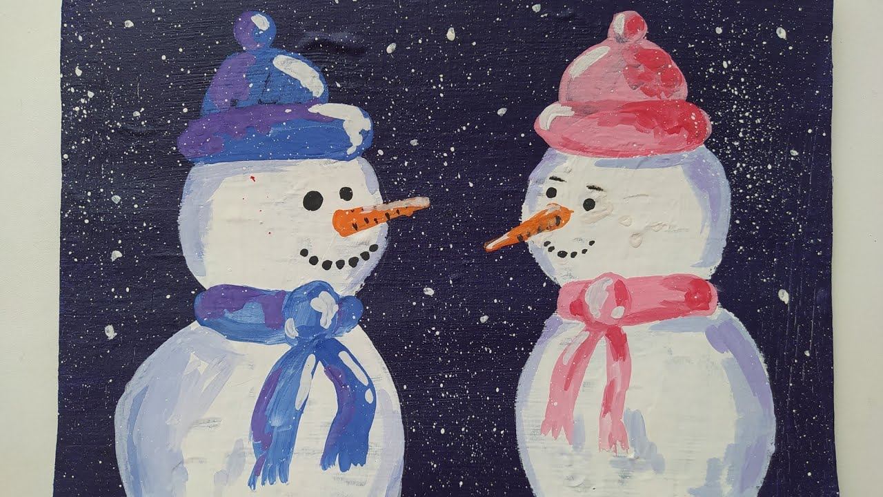 Рисуем снеговиков