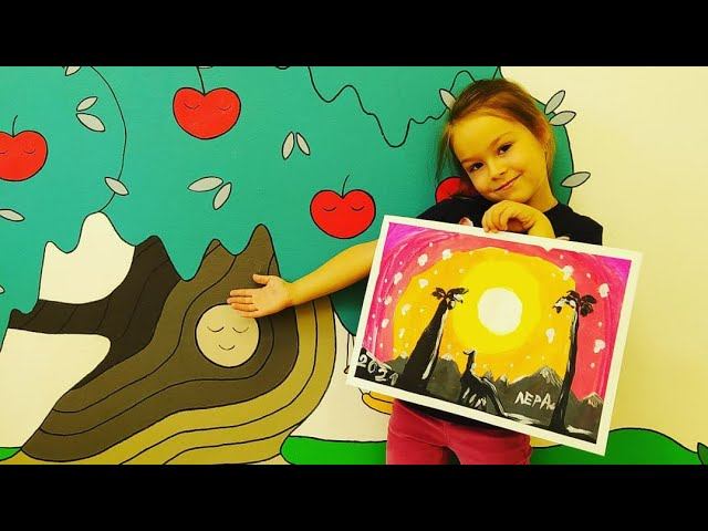 Рисуем динозавра и метеоритный дождь гуашью