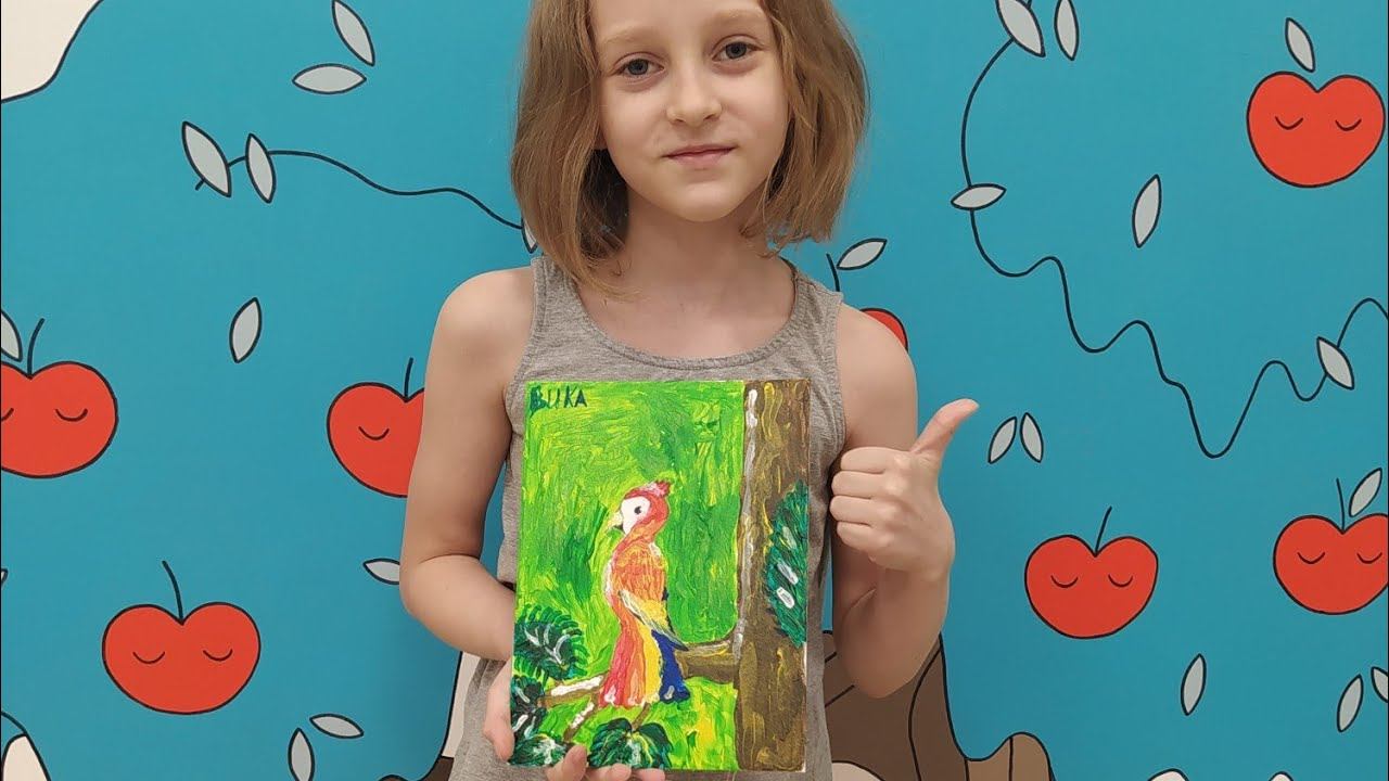 Попугай, акрил