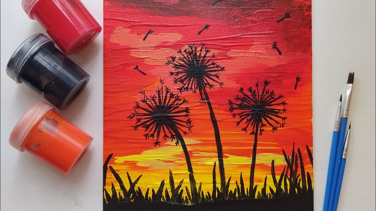 Рисуем Одуванчики гуашью