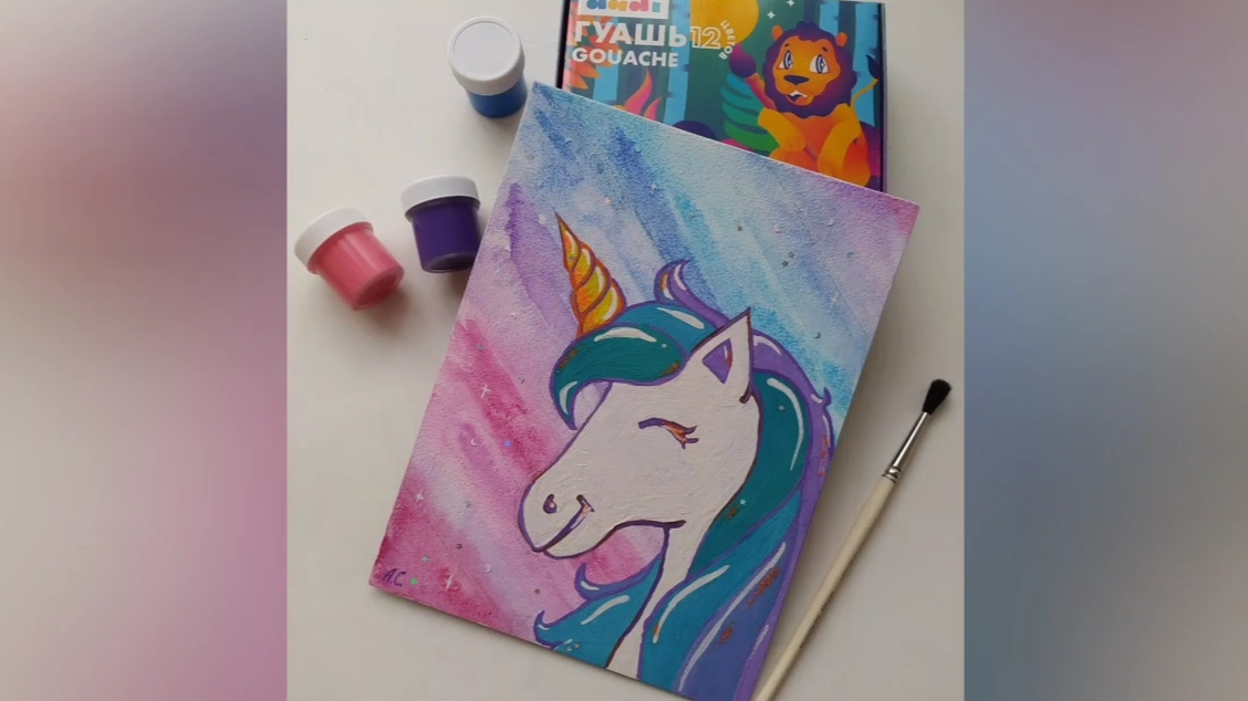 Как нарисовать Единорожку Гуашью