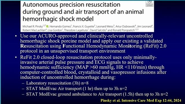 Autonomous diagnosis and treatment of circulatory shock Michael R Pinsky  ISICEM-44 (2025)