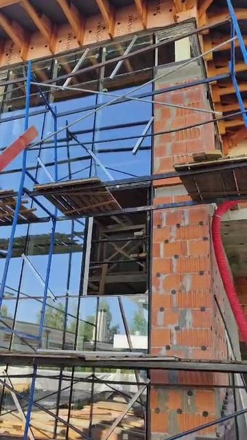 Произвели остекление из фасадного алюминия (система Алрокс 5000). Объект Потапово