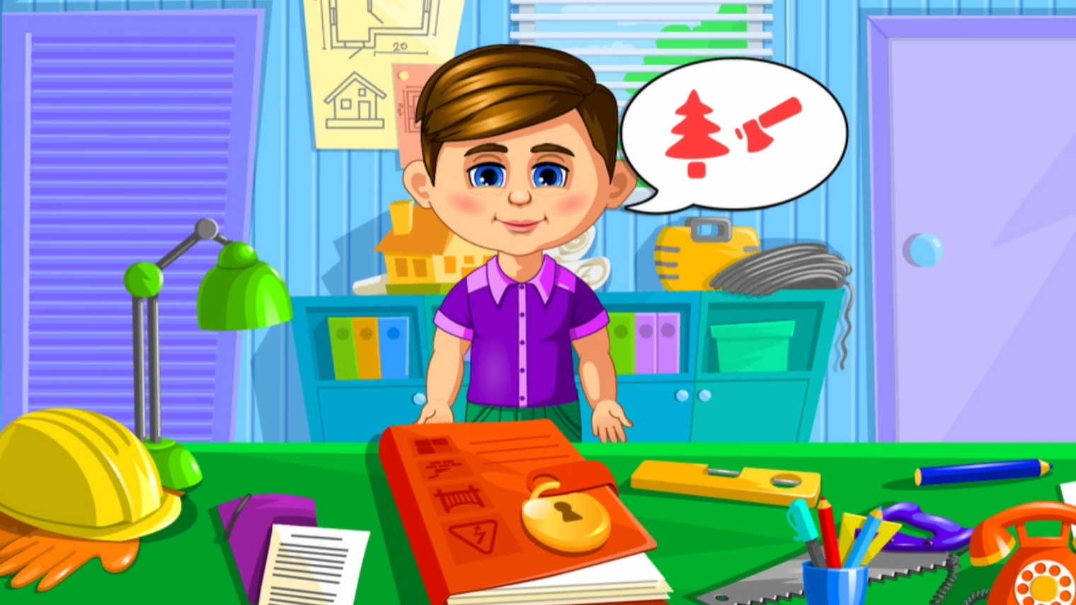 Строитель. Мультфильм игра Выполняй задачи игр про тракторы и грузовики или строительство домов