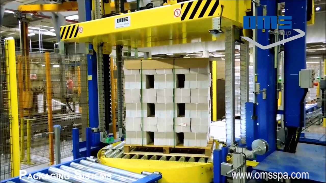 Упаковка бумаги РЕТ лентой с использованием пресса 2х2