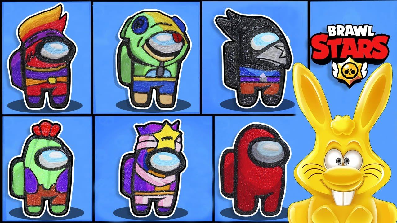 Легендарки Бравл Старс в Амонг ас и желейный заяц Харитон.