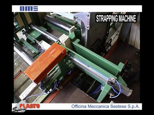 Упаковка бруса на машине OMS RG08 с подкладкой боковой доски