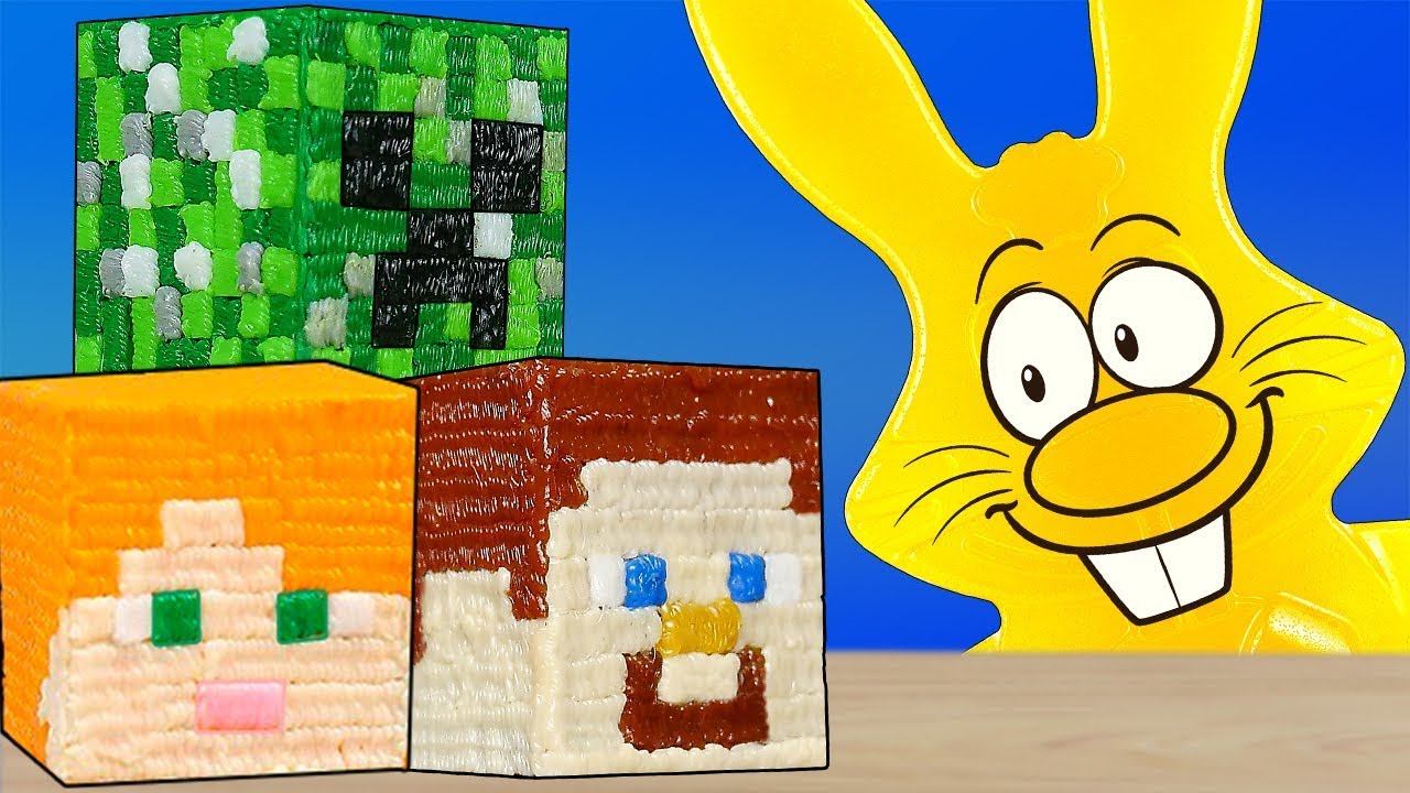 СТИВ АЛЕКС КРИПЕР 3Д РУЧКОЙ И ЖЕЛЕЙНЫЙ ЗАЯЦ ХАРИТОН | МАЙНКРАФТ ЛУЧШЕЕ ЧАСТЬ 1