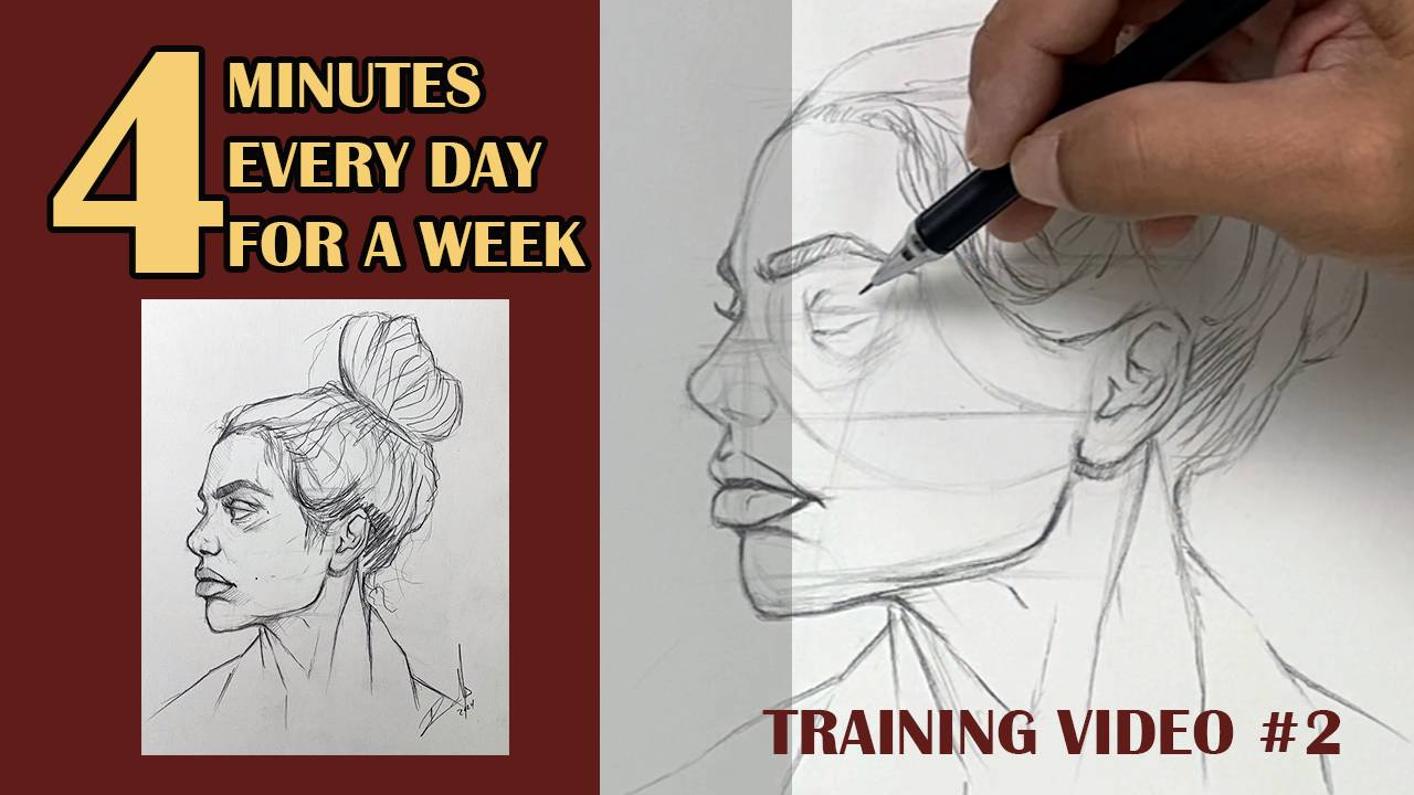 Практикуйтесь 4 минуты в день, и вы станете мастером портретного рисования.