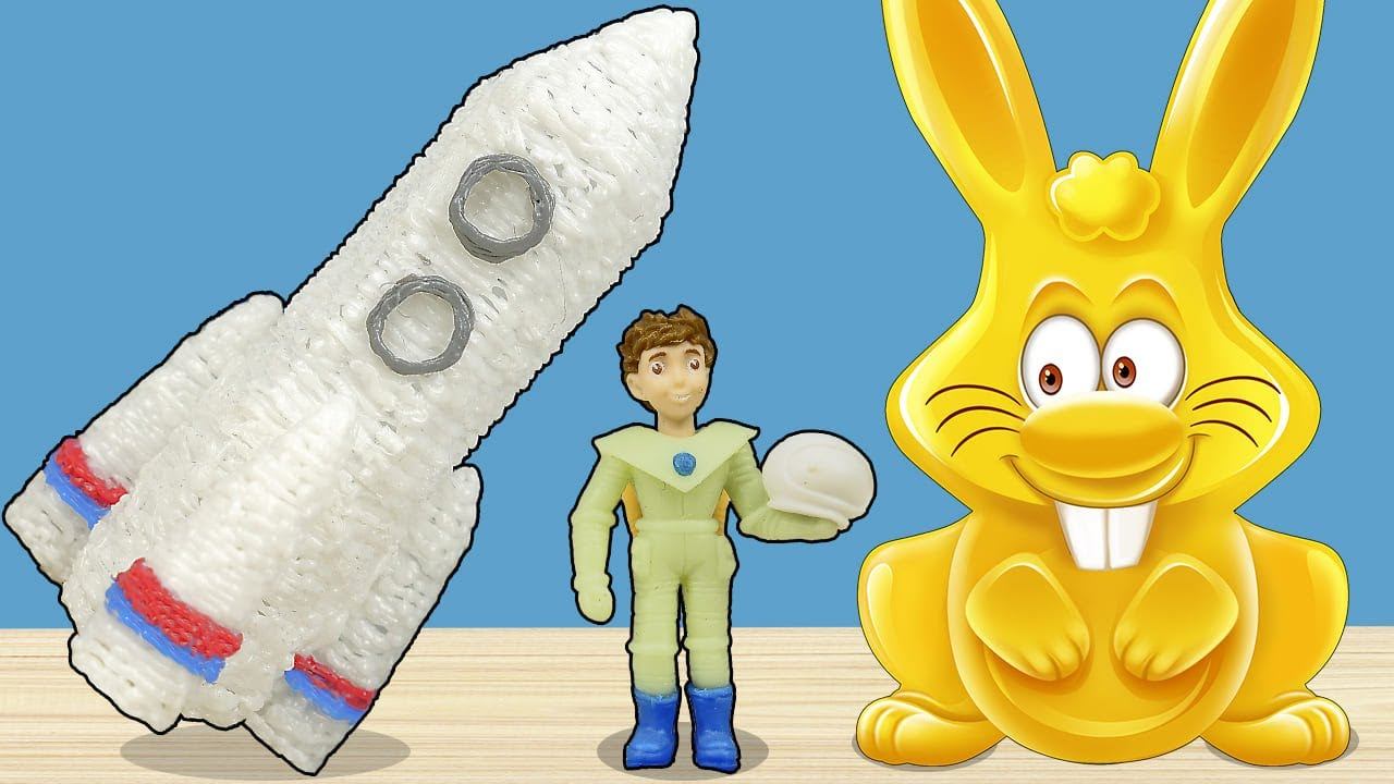 РАКЕТА 3D РУЧКОЙ  И ЖЕЛЕЙНЫЙ ЗАЯЦ ХАРИТОН. ДЕНЬ КОСМОНАВТИКИ