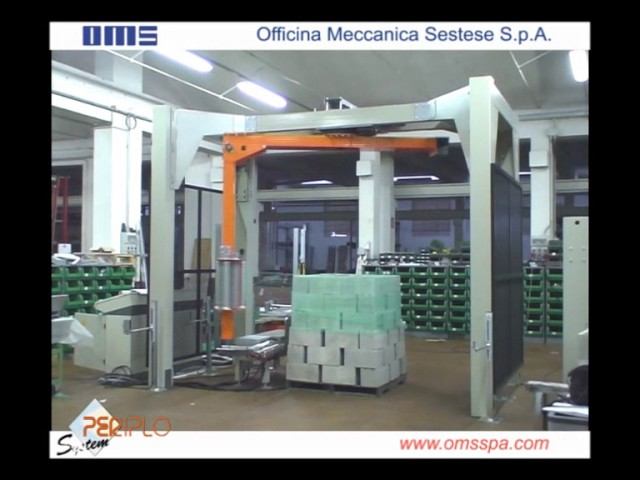 Тест упаковка блоков в стретч пленку на оборудовании OMS AV750