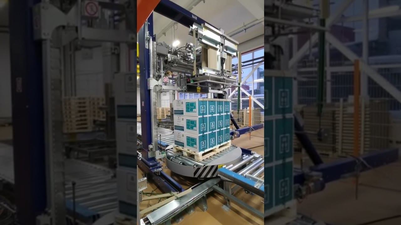 Вертикальная обвязочная машина OMS 08RP с подкладкой верхнего уголка и поворотным столом.