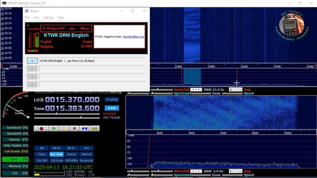 13.04.2025 16:19UTC, [19m, drm], KTWR, Агана, Гуам, 15390кГц, 9813км