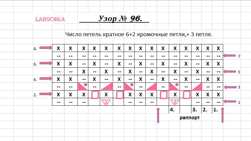 УЗОР № 96  УЗОРЫ С ВЫПУКЛЫМИ ФИГУРАМИ