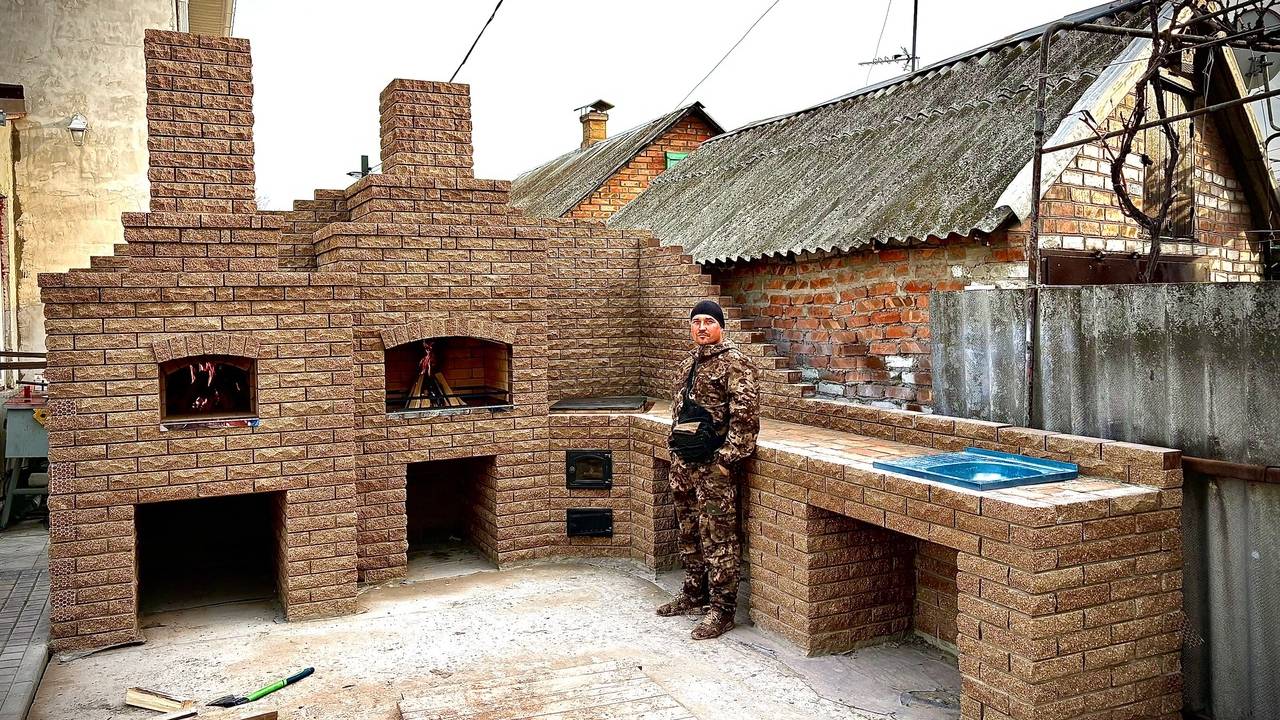 Мангал печь под казан, помпейская печь наш 165 объект.