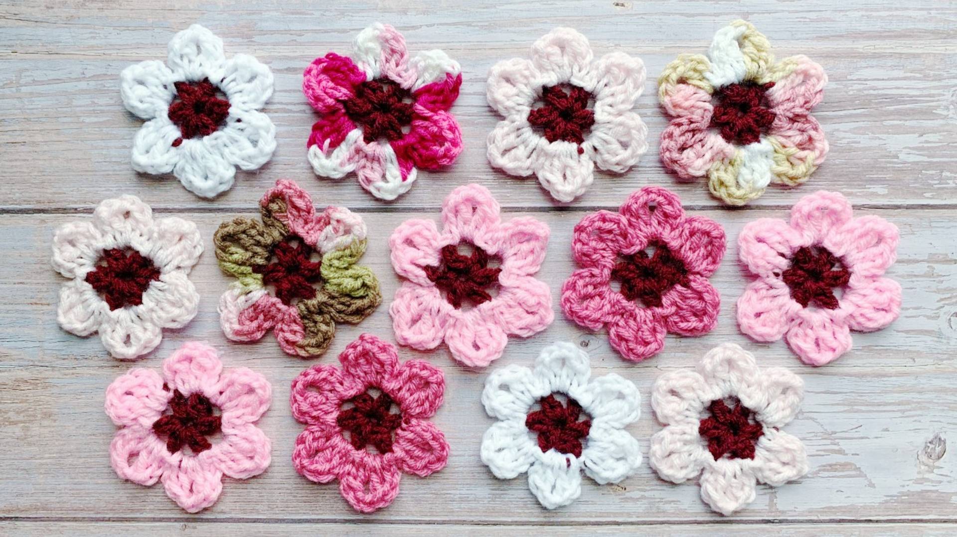 Цветок Сакуры Крючком, Мастер Класс, Как Связать Простой Цветочный Мотив, Цветок Вишни Аппликация