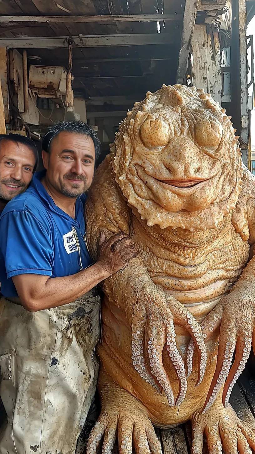 Морское чудище подружилось с рыбаками🤣