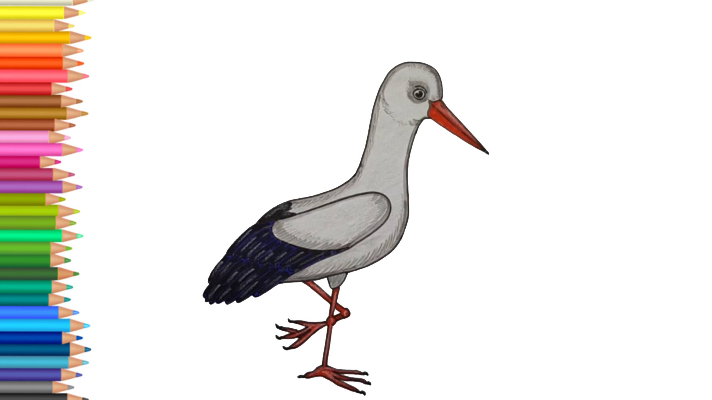 Как нарисовать Журавля поэтапно🌸