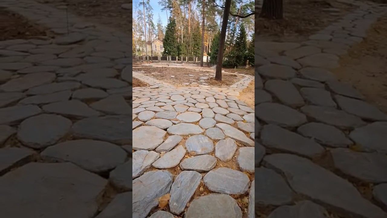 Укладка плитняка на участке✅