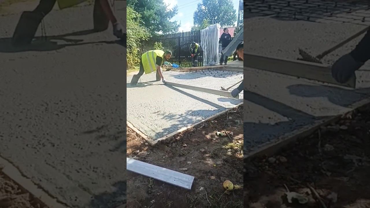 Устройство парковки из бетона.