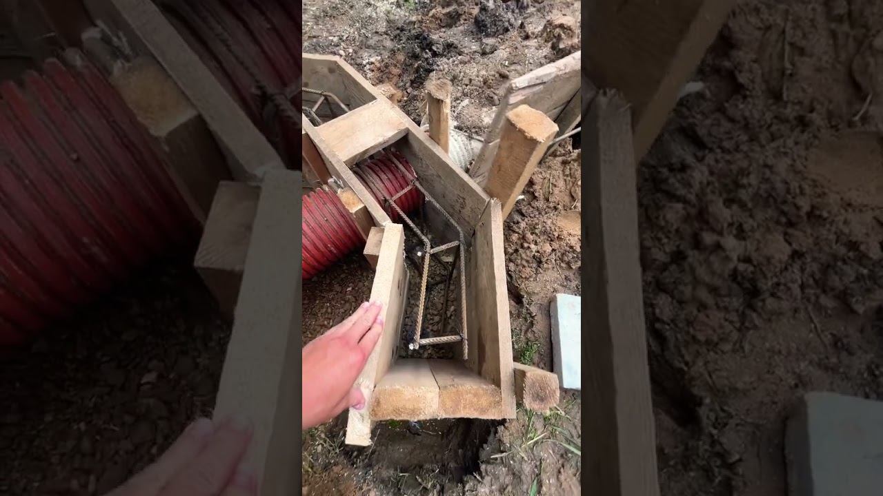 Оголовок трубы в канаве. #стройка #дрена#трубанавъезд