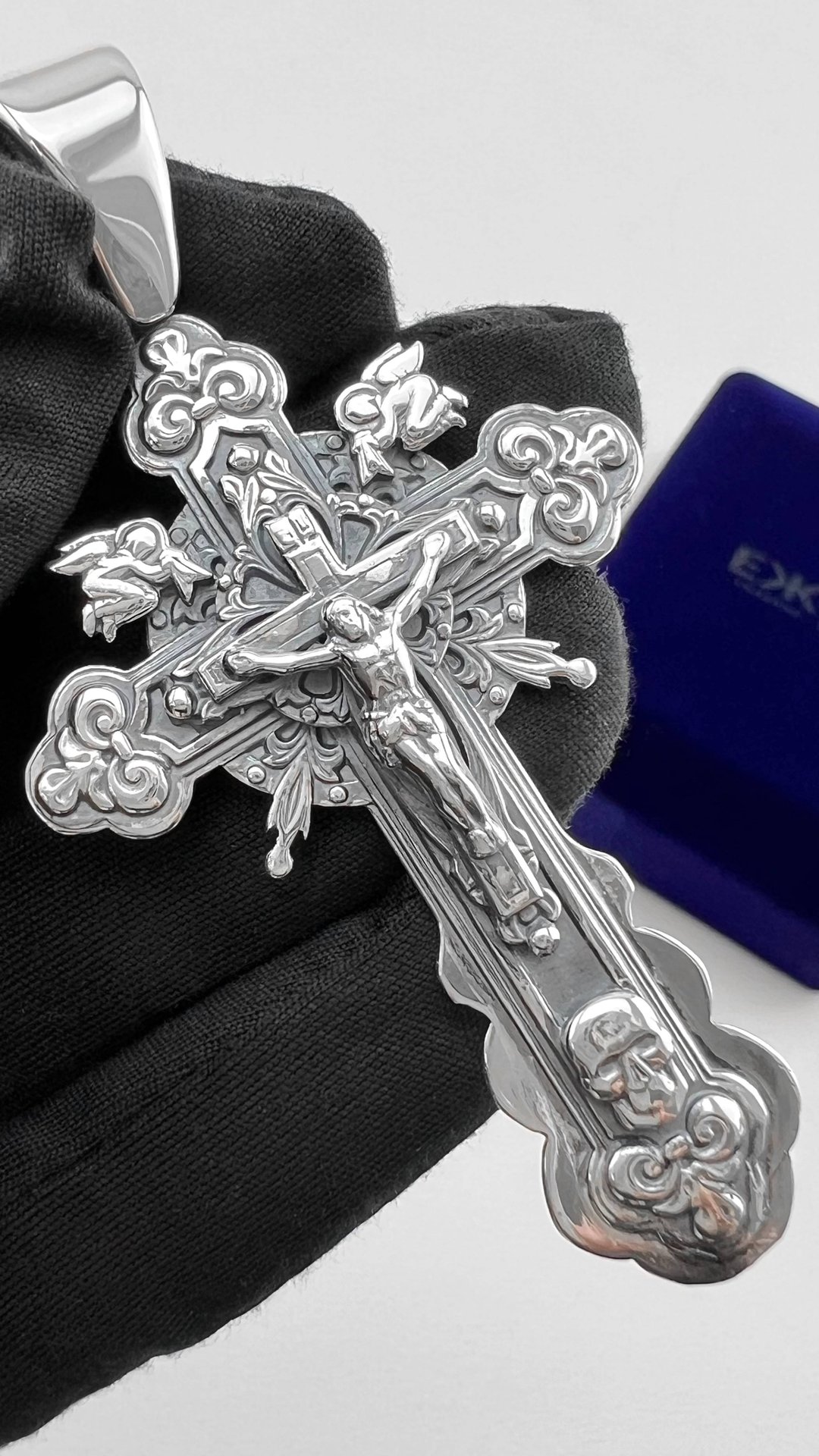 Крест серебряный 17 грамм и якорная цепь серебряная