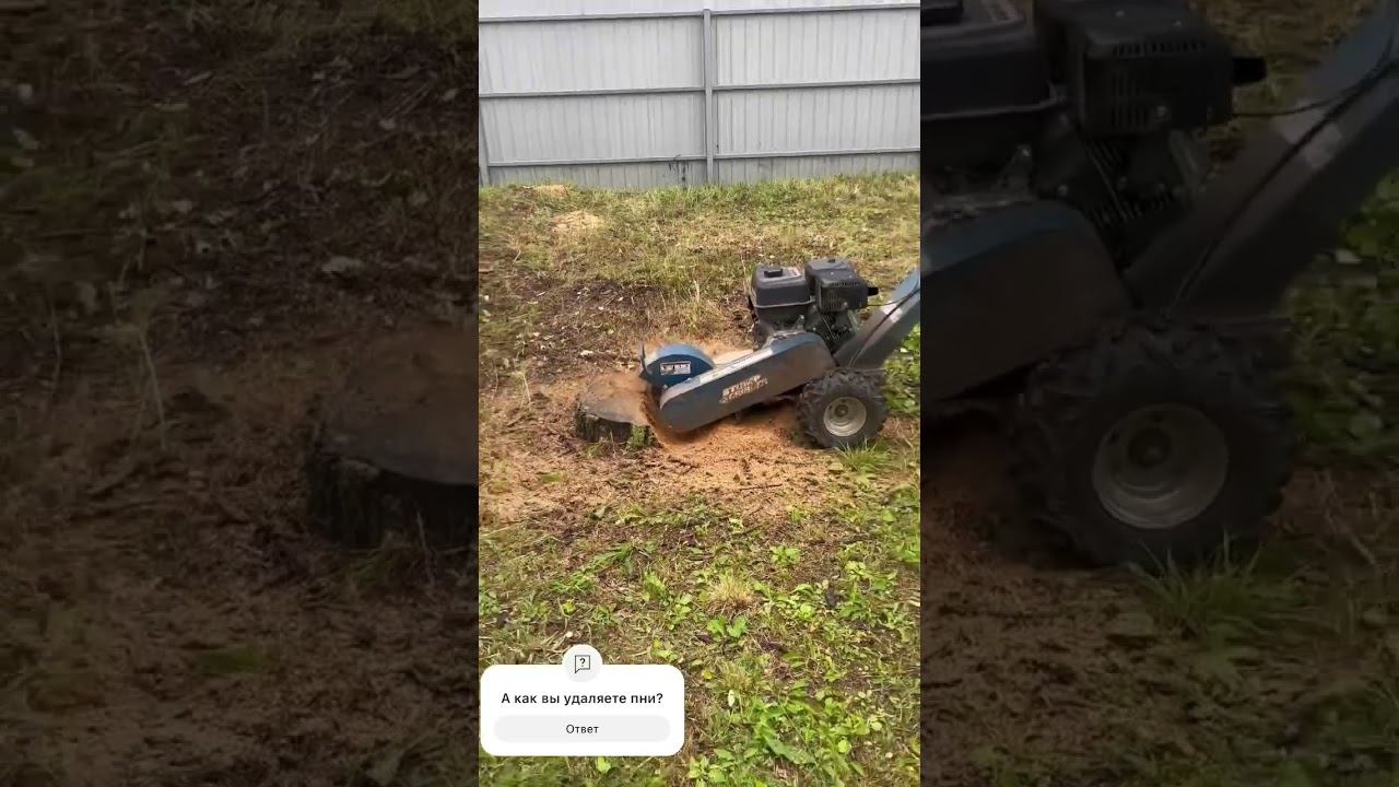 Удаление пней пнедробилкой.