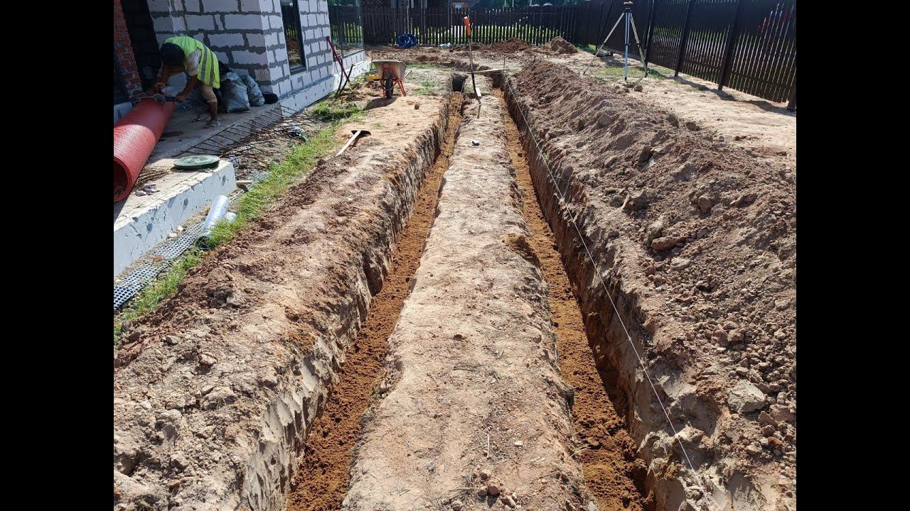 Дренажная система 187 метров. Ливневая канализация 56 метров, 4 дождеприемника.