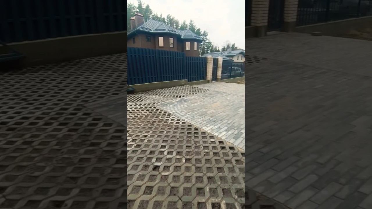 Завершили работы по мощению плитки/бетонной решётки/установки борта и отмостке. ✅