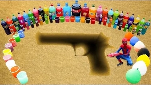 Как приготовить радужный пистолет из цемента и Orbeez, гигантской газировки, Фанты, Монстра, Кока-ко
