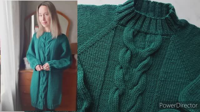 Как связать удлинённый свитер - платье. Реглан сверху. Описание